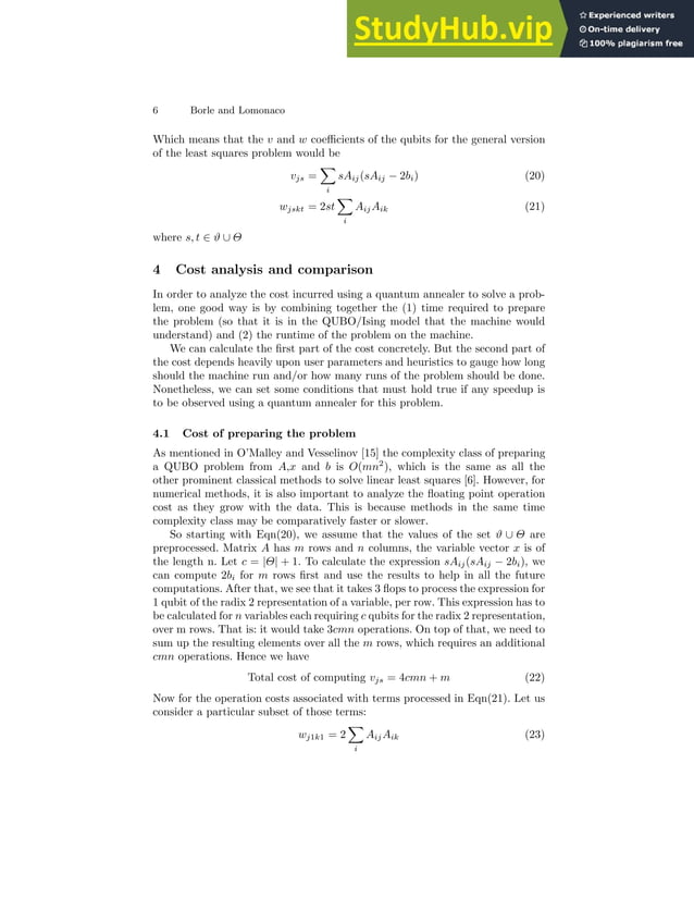 Analyzing The Quantum Annealing Approach For Solving Linear Least Squares Problems | PDF