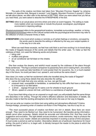 Analyzing The Setting And Atmosphere In A Creative Non.Docx Week | PDF