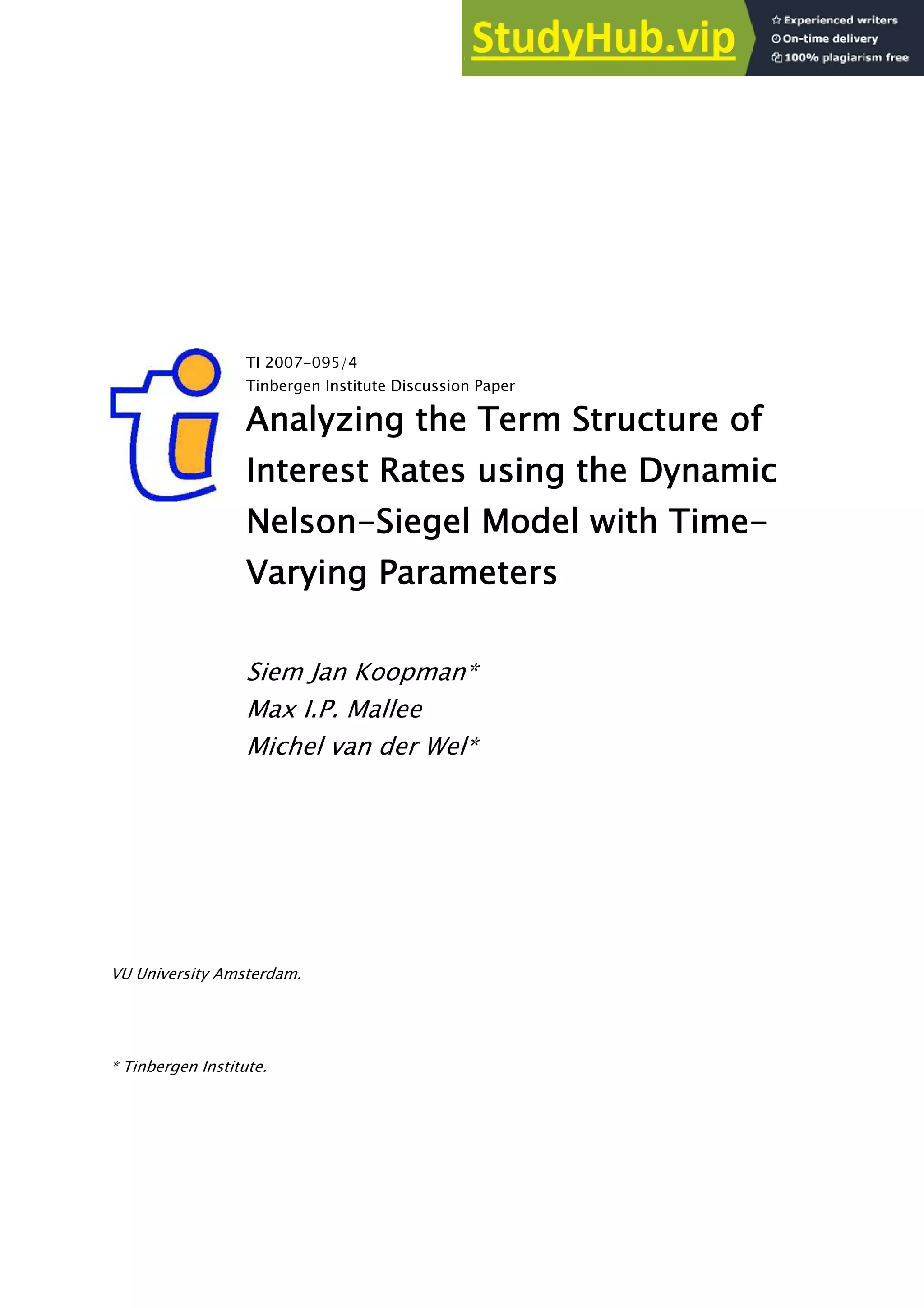 Analyzing The Term Structure Of Interest Rates Using The Dynamic Nelson Siegel Model With Time