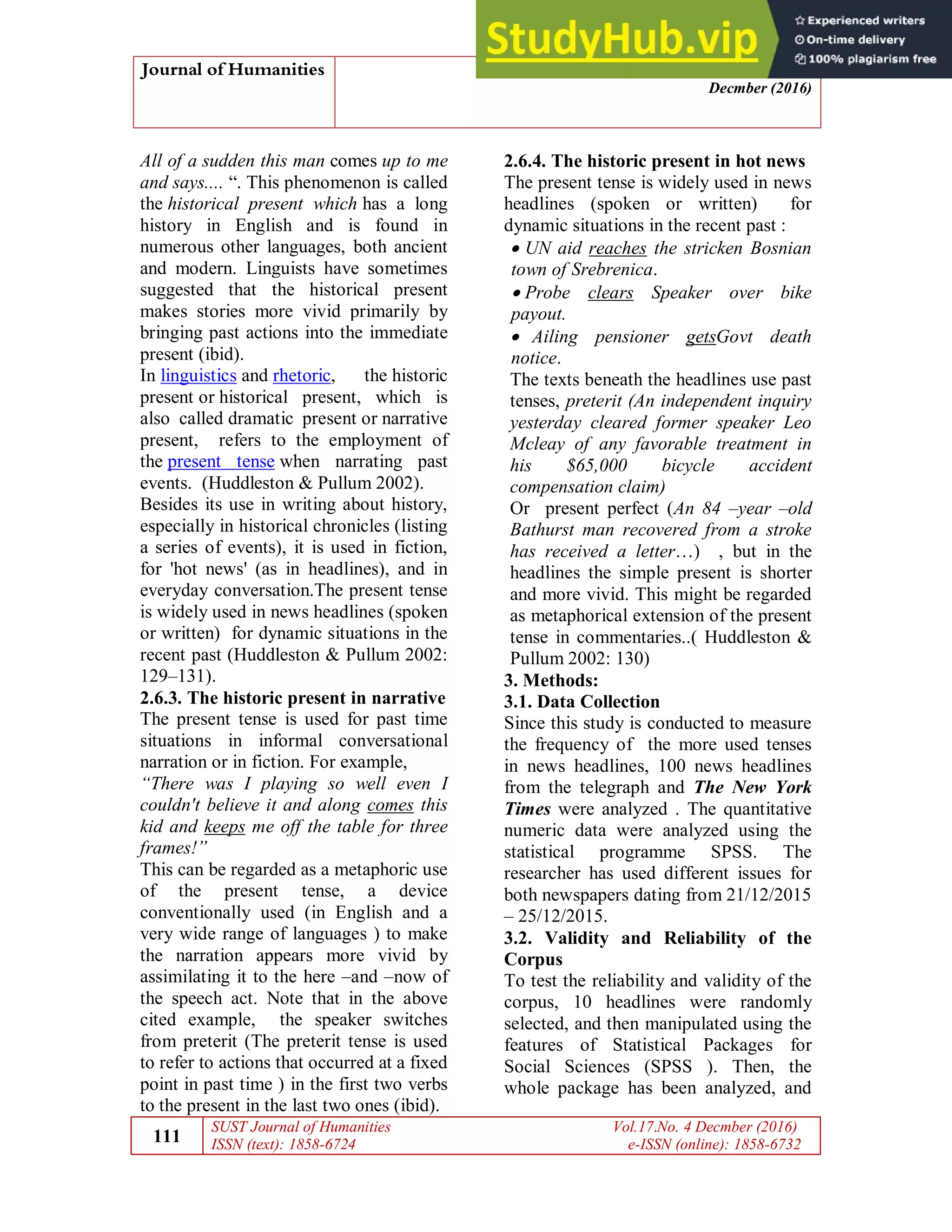 Analyzing The Use Of Tenses In English News Headlines | PDF