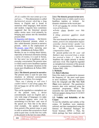 Analyzing The Use Of Tenses In English News Headlines | PDF