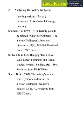 Analyzing The Yellow Wallpaper | PDF