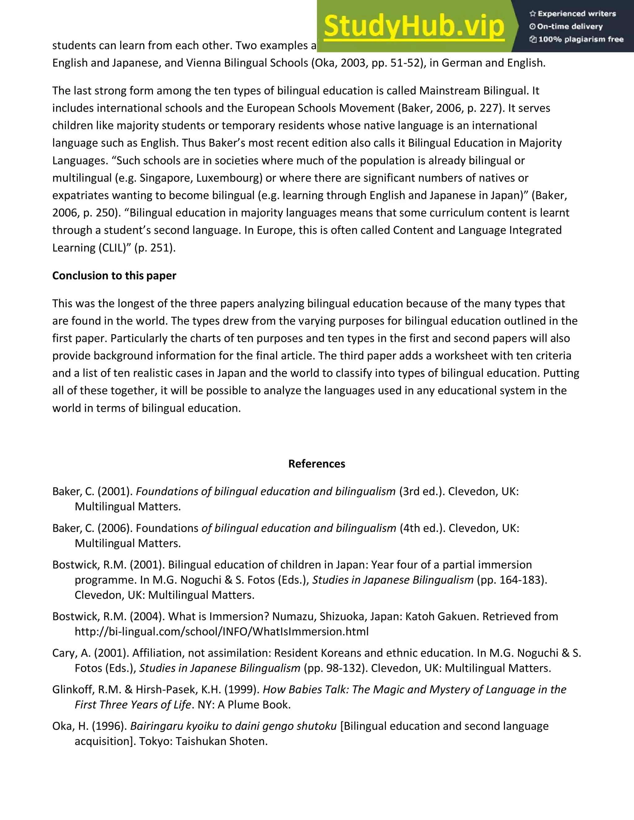 Analyzing Types Of Bilingual Education | PDF