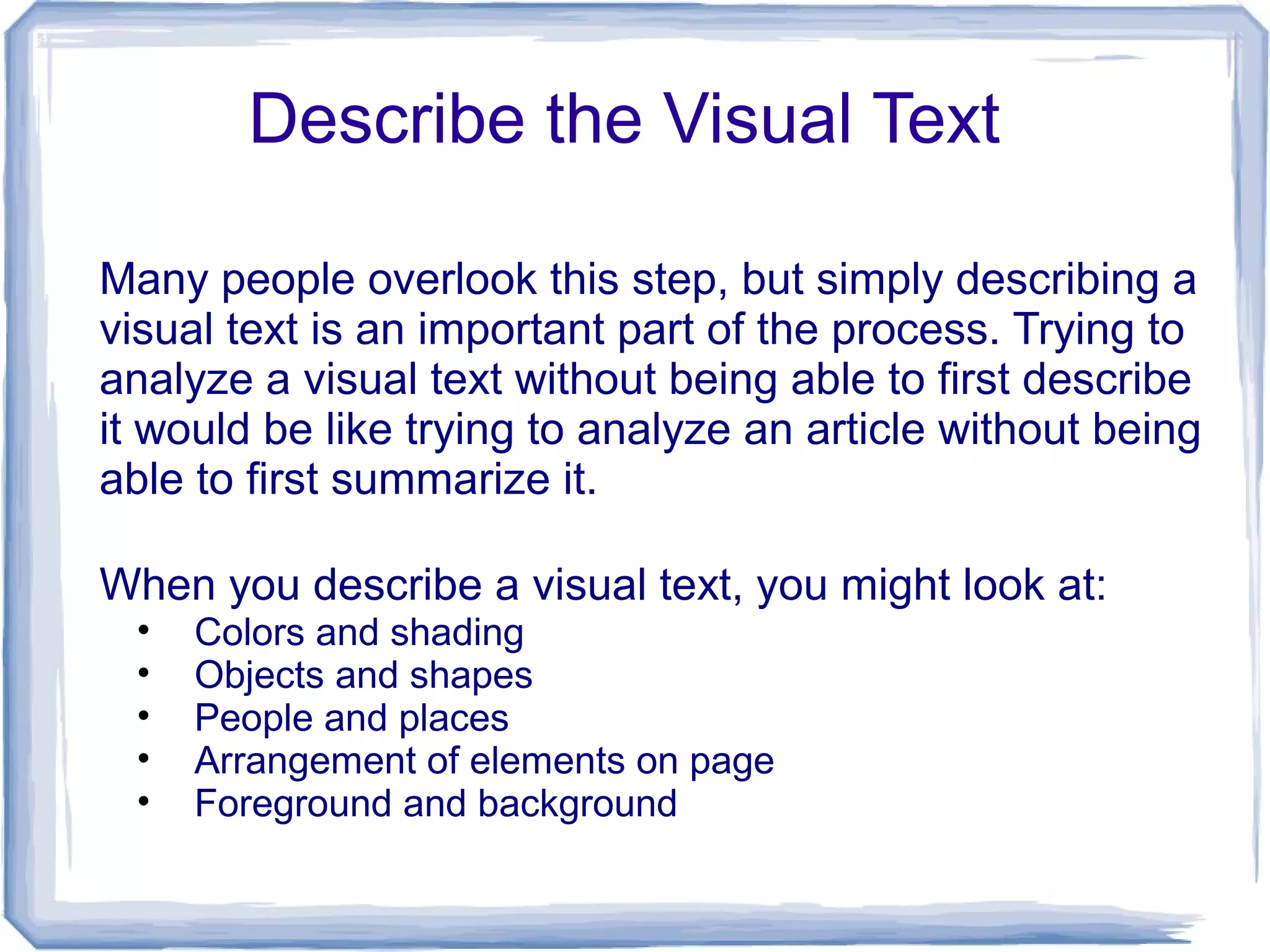 Analyzing visual texts | PPT