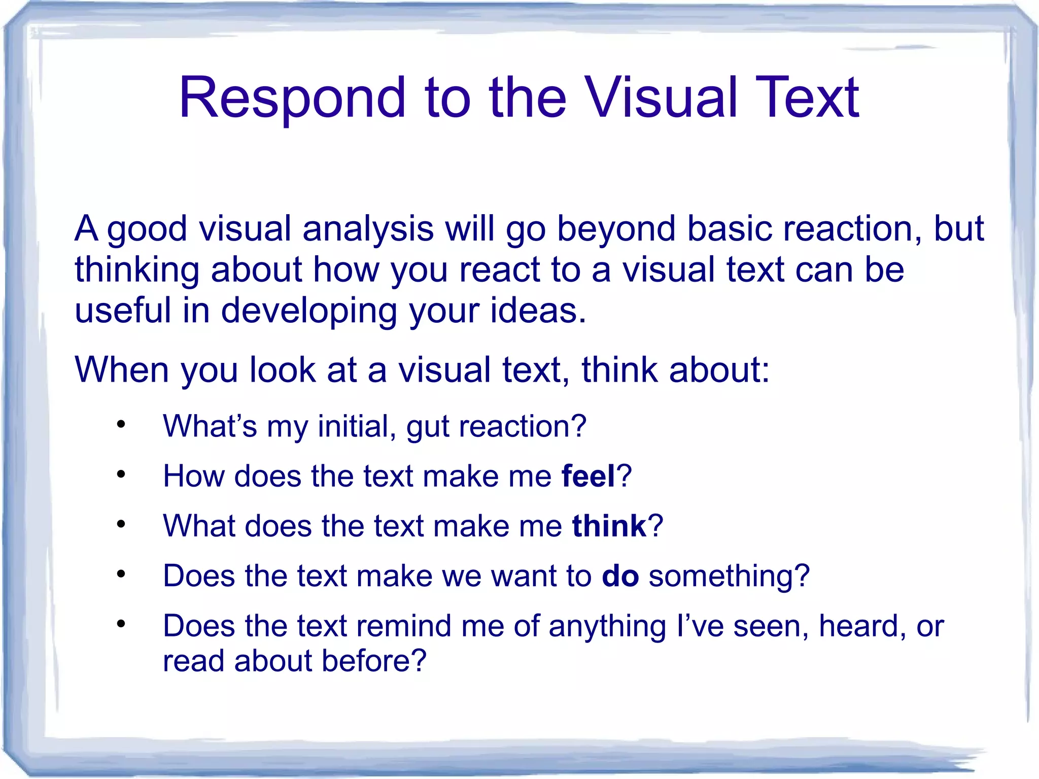 Analyzing visual texts | PPT