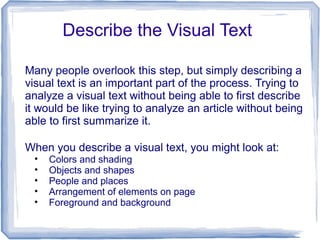 Analyzing visual texts | PPT