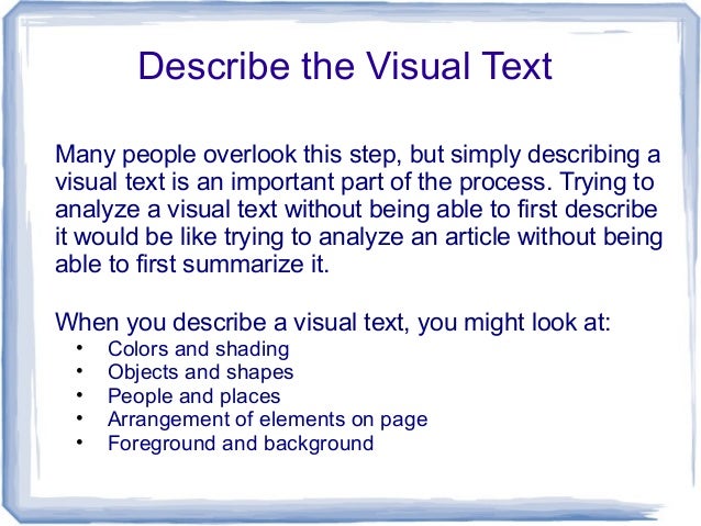 Analyzing visual texts
