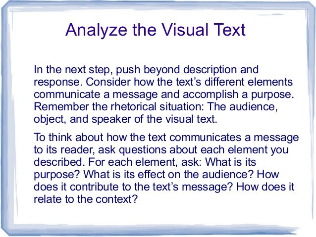 Analyzing visual texts