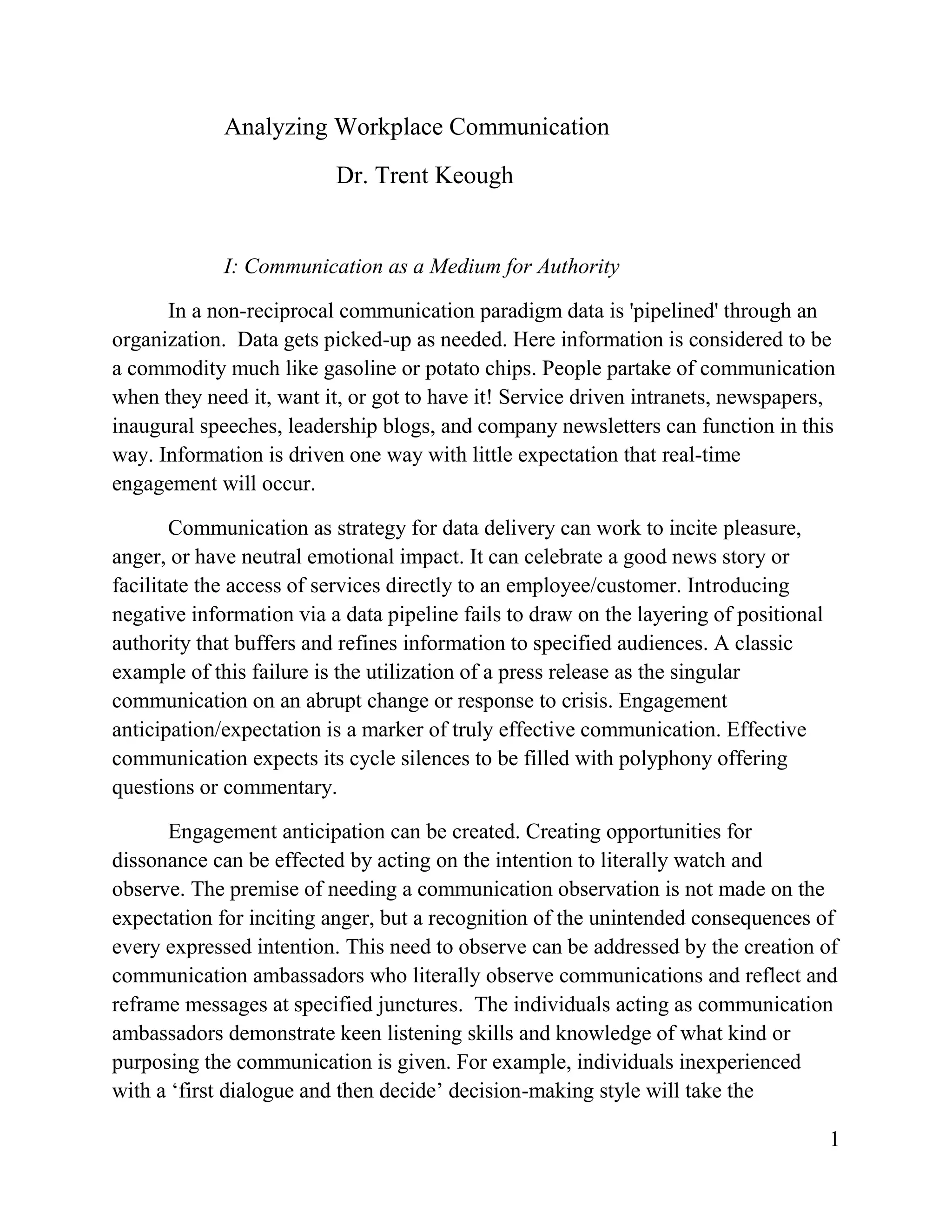 Analyzingworkplacecommunicationstk | PDF