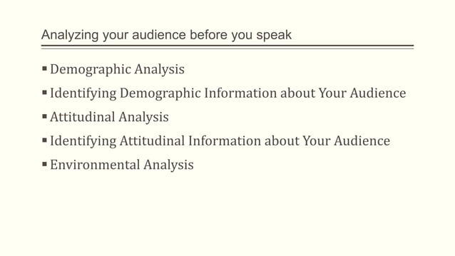 Analyzing your audience before you speak | PPTX | Education