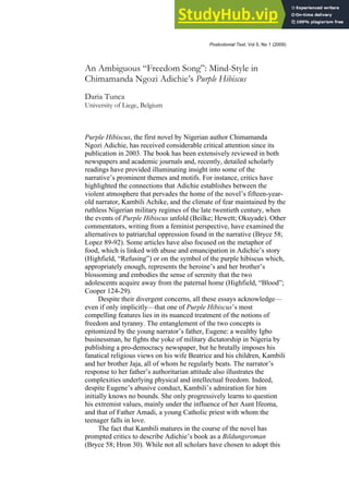 An Ambiguous Quot Freedom Song Quot Mind-Style In Chimamanda Ngozi ...
