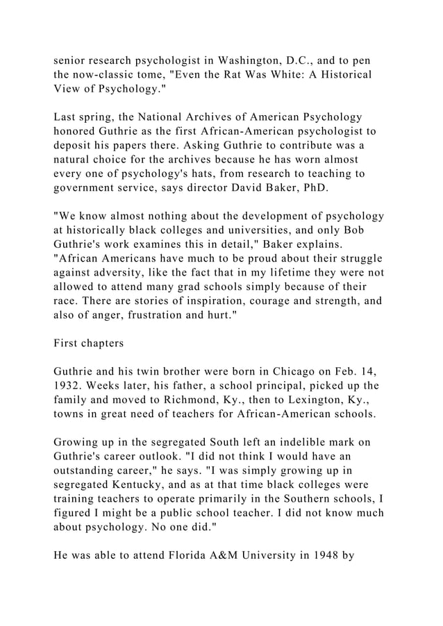 An American psychologistRobert V. Guthrie, one of the most inf.docx
