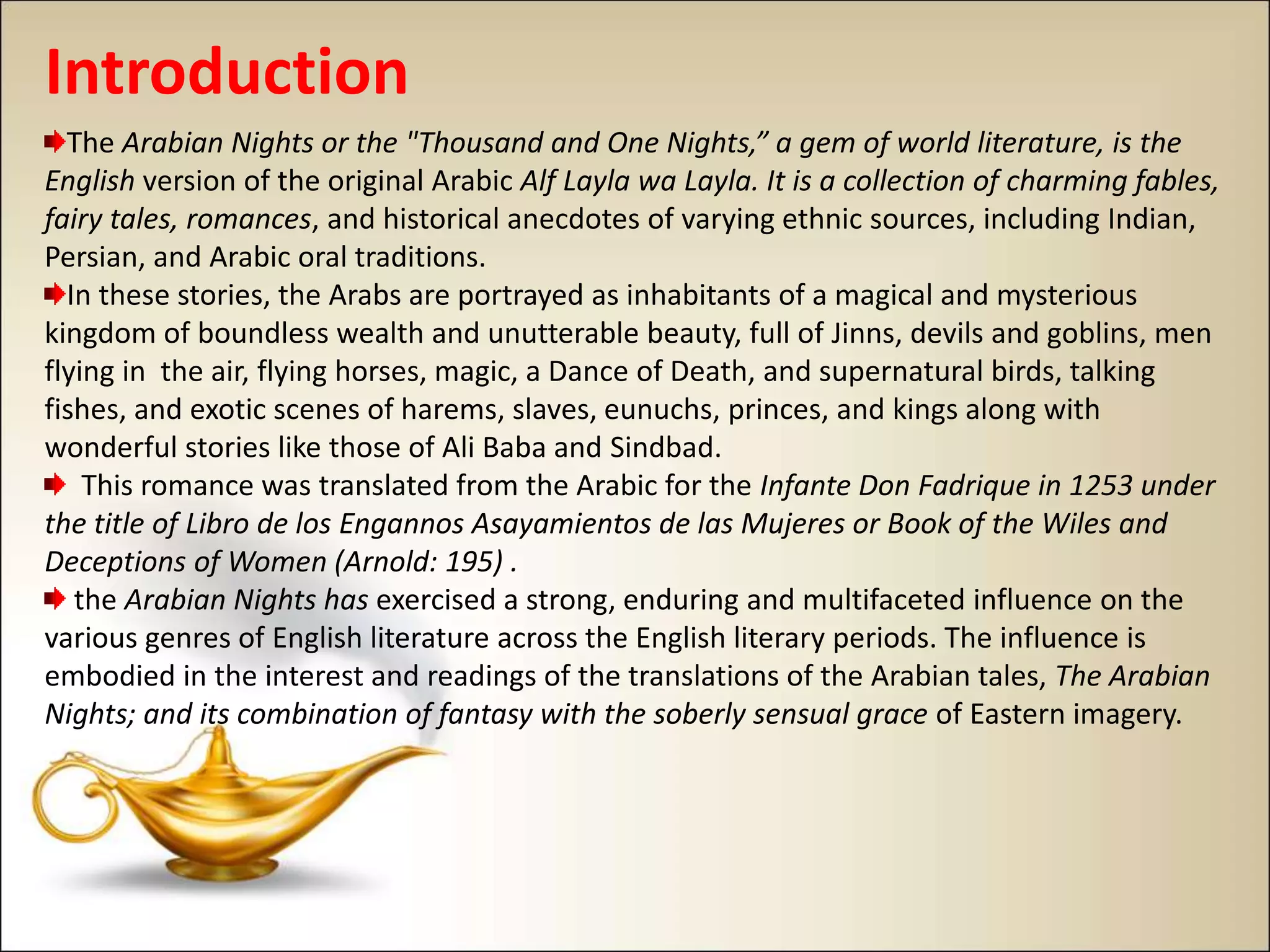 english the story of the arabian nights | PPTX