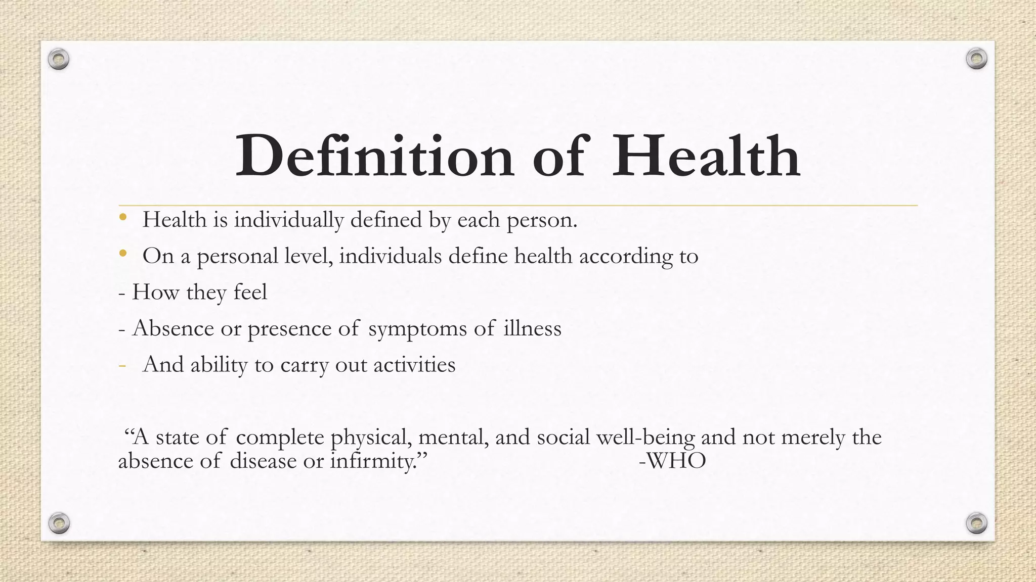 Concept of self health ppt | PPTX