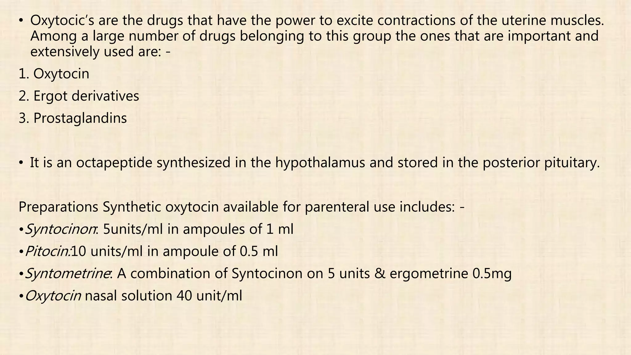 Drugs used in pregnancy, labor and puerperium | PPTX