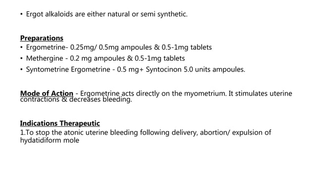 Drugs used in pregnancy, labor and puerperium | PPTX