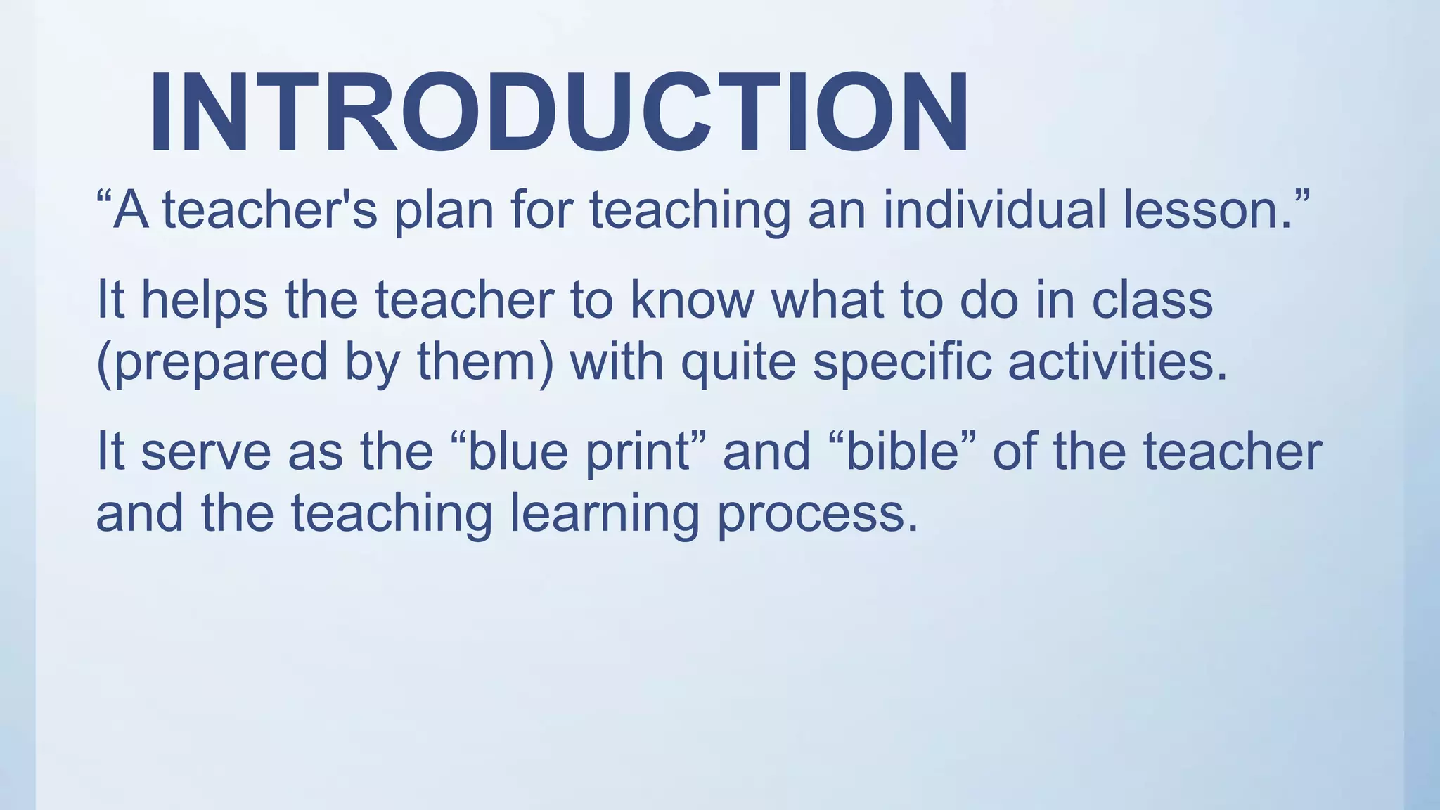 Lesson plan Introduction | PPTX