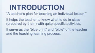 Lesson plan Introduction | PPT