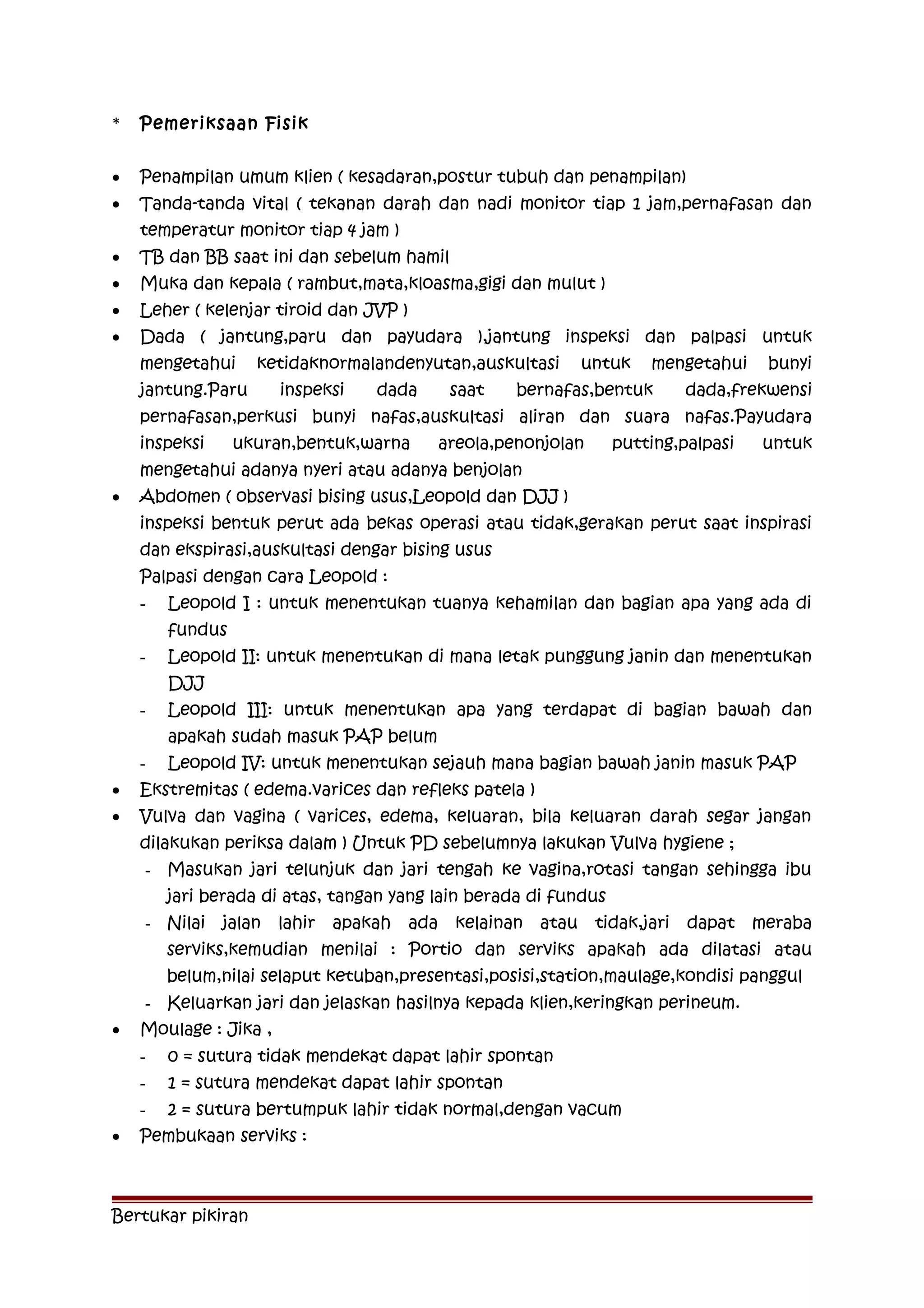 Anamnesa ''pengkajian ibu intranatal'' | DOC