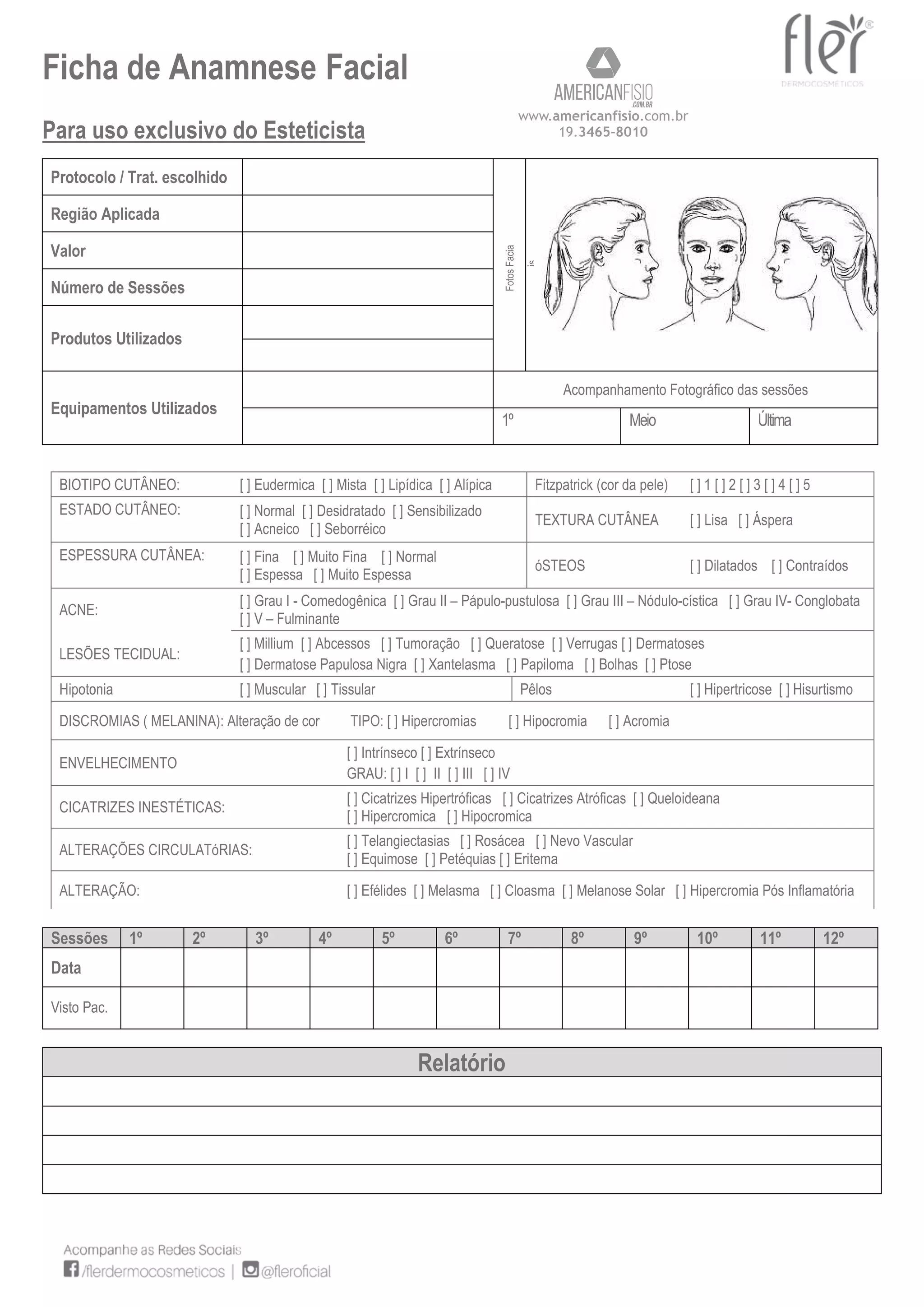 Ficha de Anamnese Facial - Flér Dermocosméticos | PDF