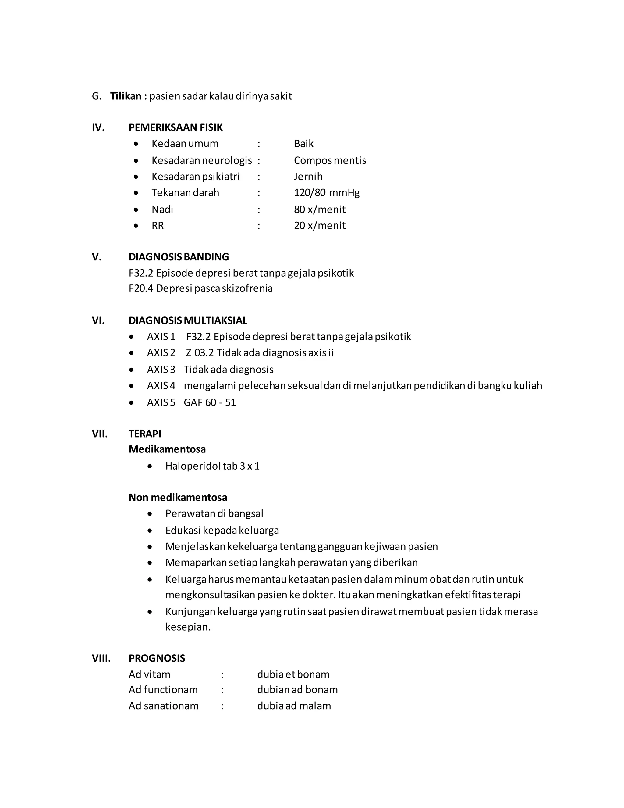 Anamnesis ujian psikiatri depresi | DOCX