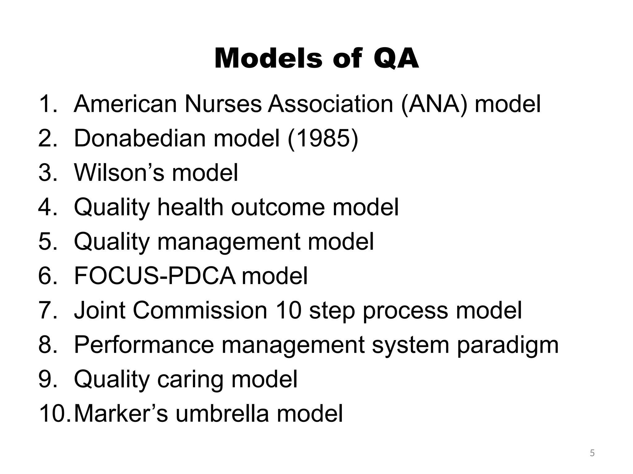 American Nurses Association (ANA) Model of quality assurance.ppt. | PPTX