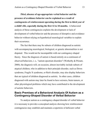 An analysis of autism as a contingency shaped disorder of verbal ...