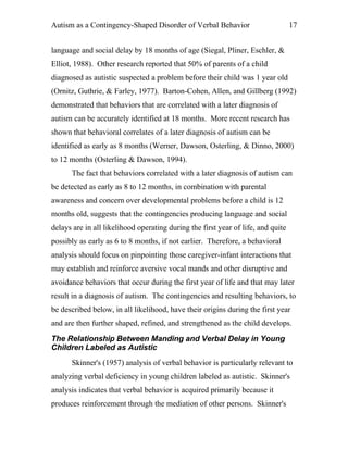 An analysis of autism as a contingency shaped disorder of verbal ...