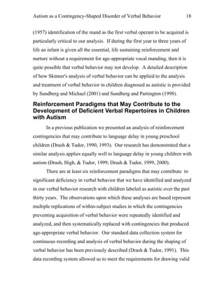 An analysis of autism as a contingency shaped disorder of verbal ...