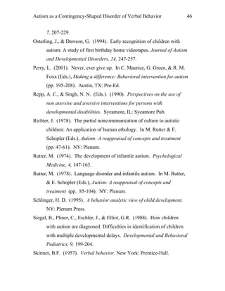 An analysis of autism as a contingency shaped disorder of verbal ...