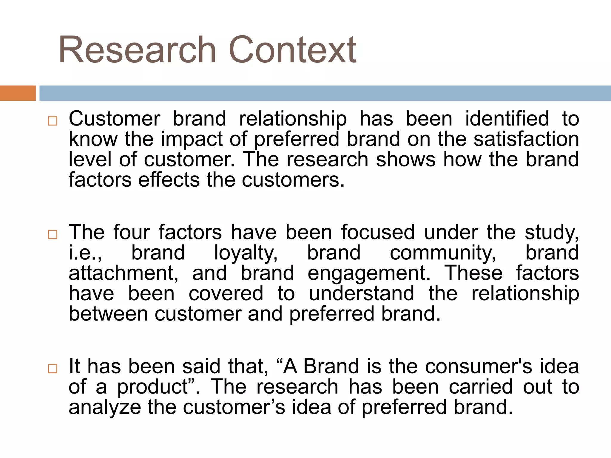 "An analysis of brand relationship with the the perceptive of customer ...