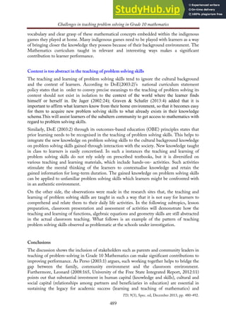 An Analysis Of Challenges In The Teaching Of Problem Solving In Grade 10 Mathematics | PDF ...