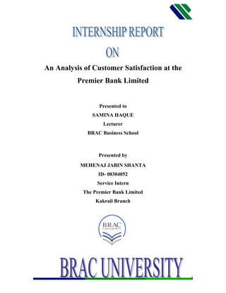 An analysis of customer satisfaction at the premier bank limited | PDF