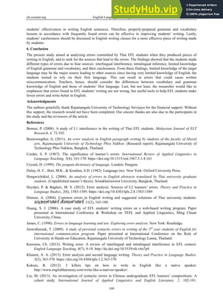 An Analysis Of Errors In Written English Sentences A Case Study Of Thai EFL Students | PDF