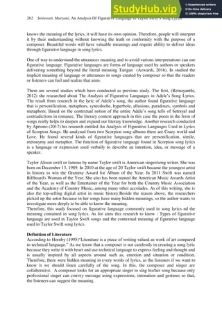 An Analysis Of Figurative Language In Taylor Swift S Song Lyrics | PDF ...