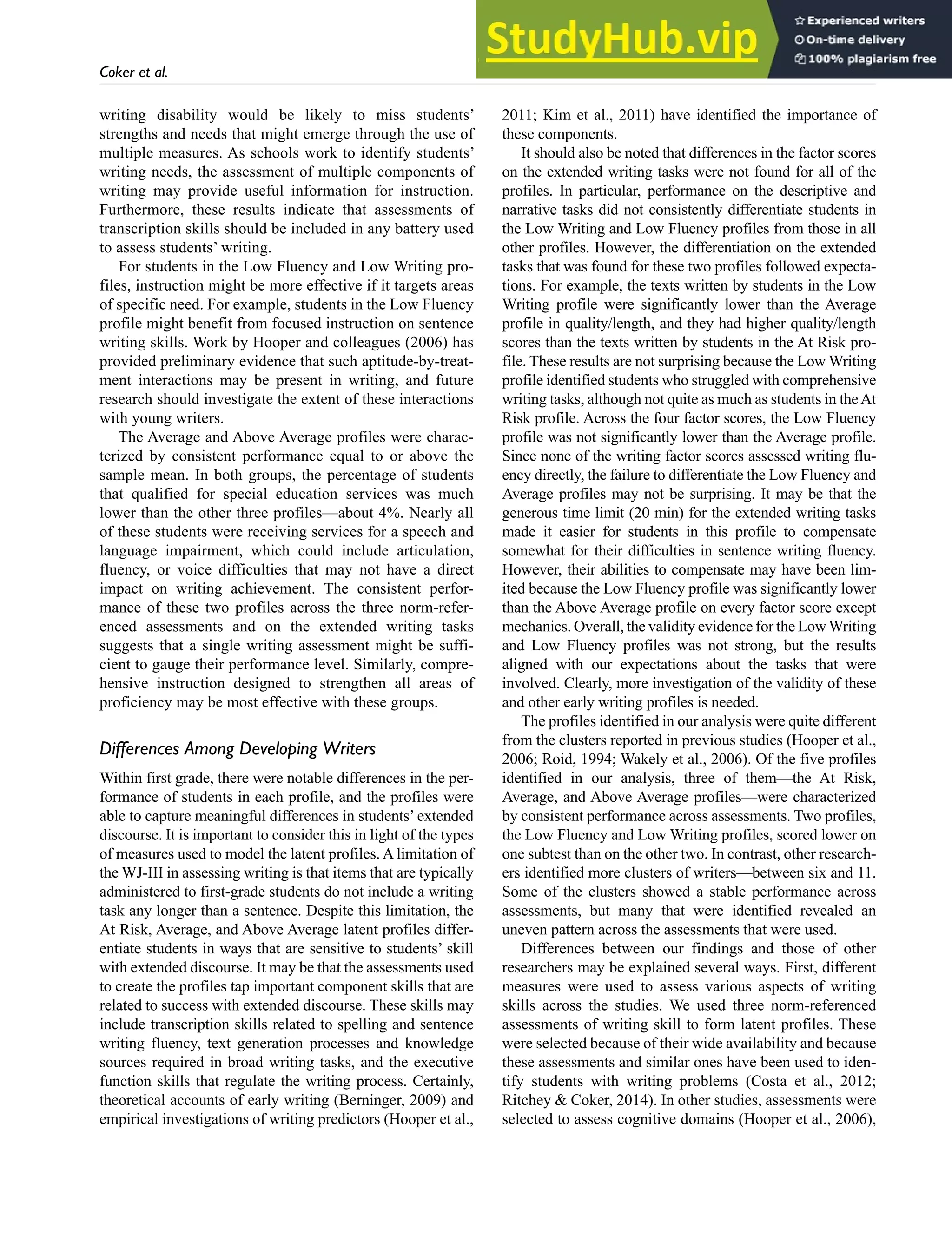 An Analysis Of First-Grade Writing Profiles And Their Relationship To Compositional Quality | PDF