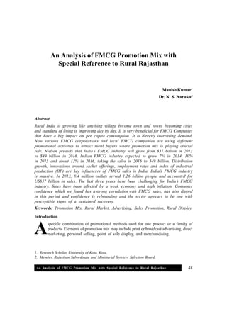 An analysis of FMCG promotion mix with special reference to rural ...
