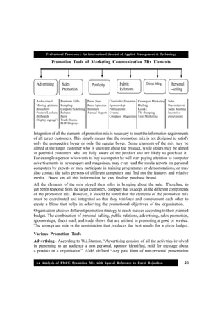 An analysis of FMCG promotion mix with special reference to rural ...