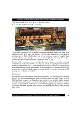An analysis of FMCG promotion mix with special reference to rural ...