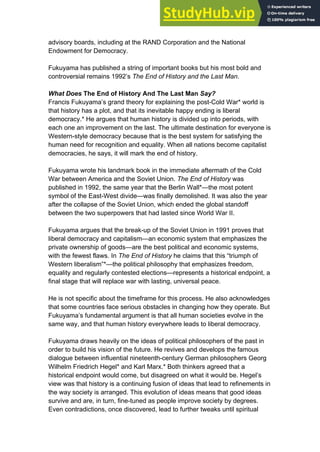 An Analysis Of Francis Fukuyama S The End Of History And The Last Man | PDF