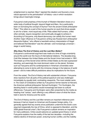 An Analysis Of Francis Fukuyama S The End Of History And The Last Man | PDF