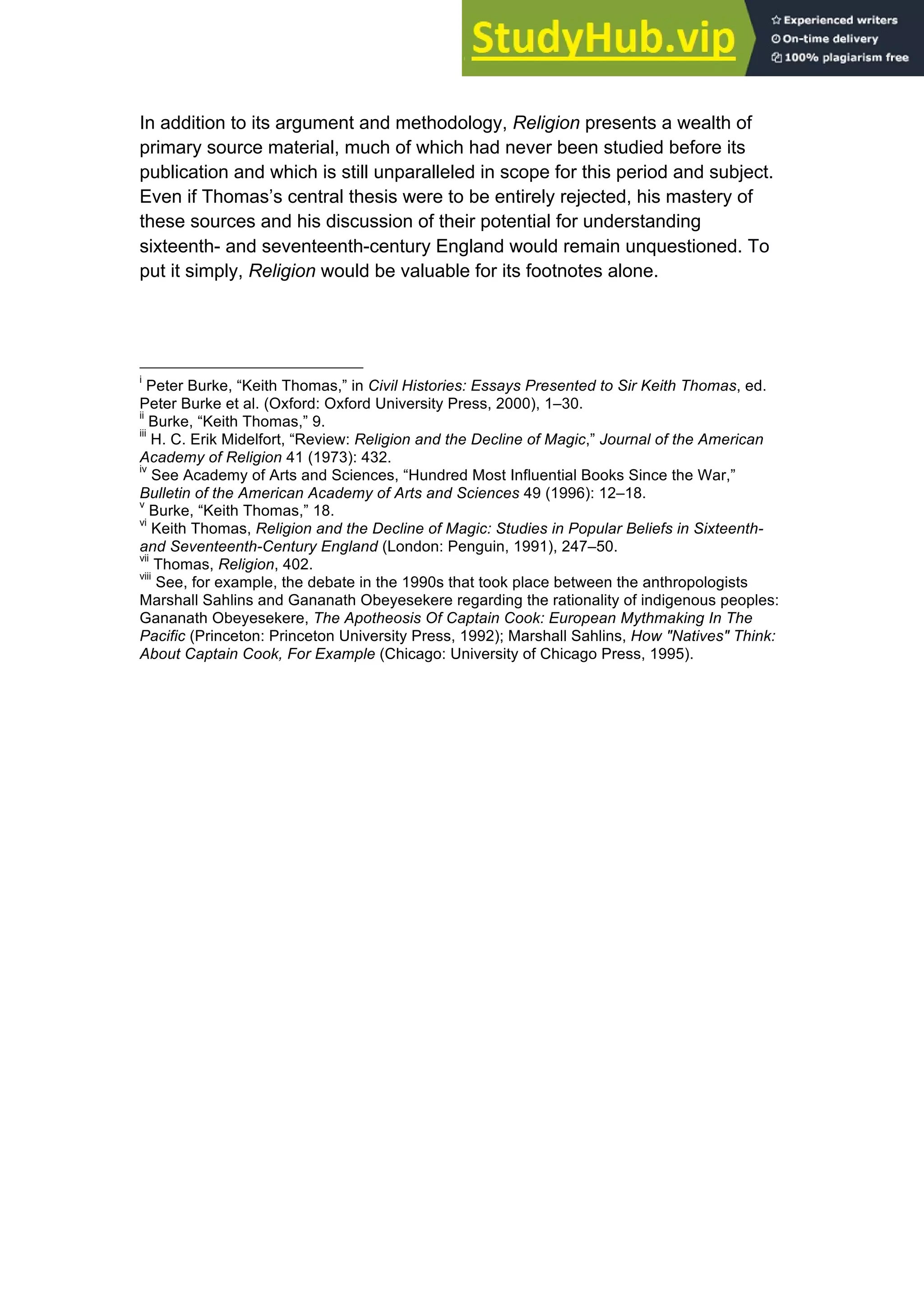 An Analysis Of Keith Thomas S Religion And The Decline Of Magic | PDF