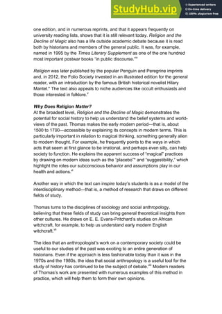 An Analysis Of Keith Thomas S Religion And The Decline Of Magic | PDF