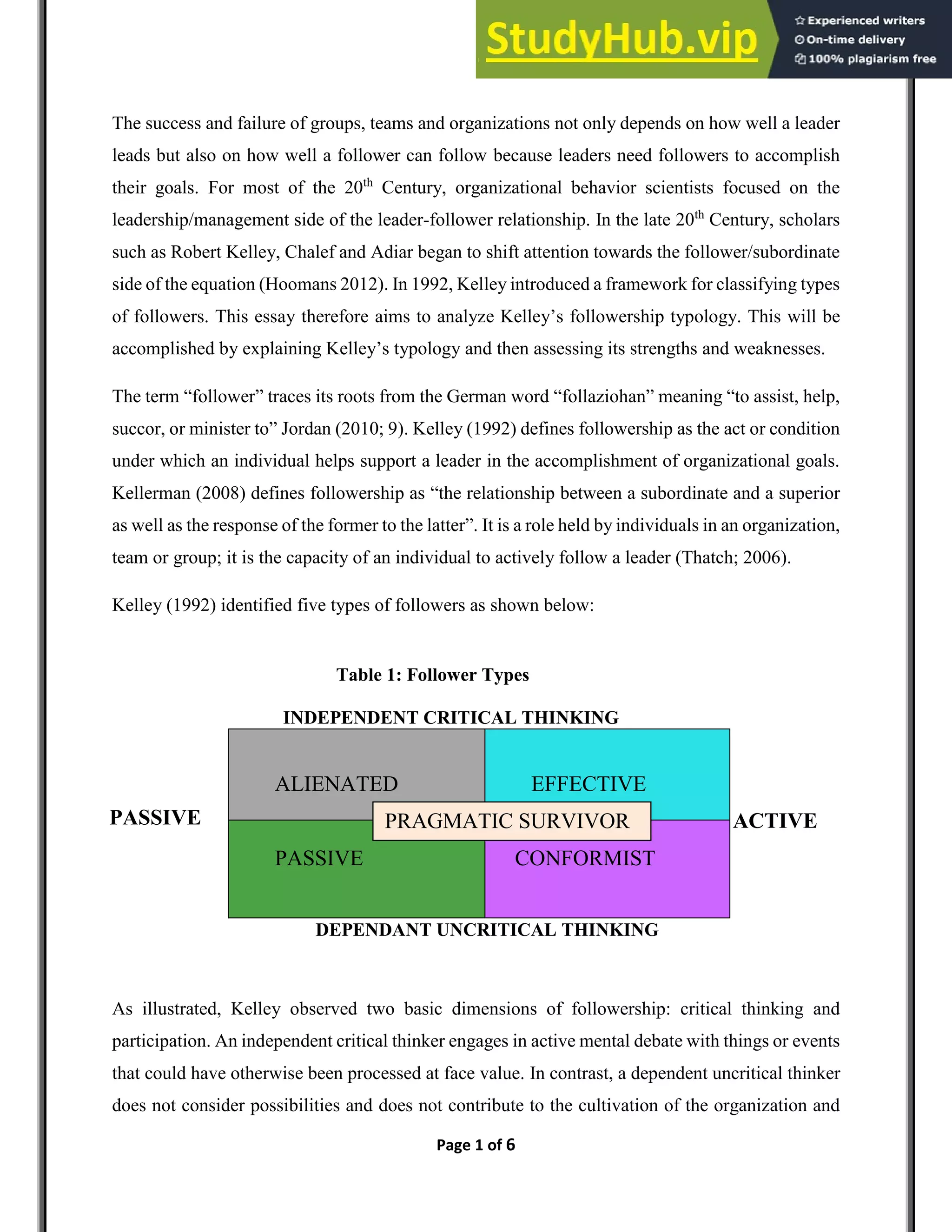 An Analysis Of Kelley S Typology Of Followership By Carol Magadza.Pdf