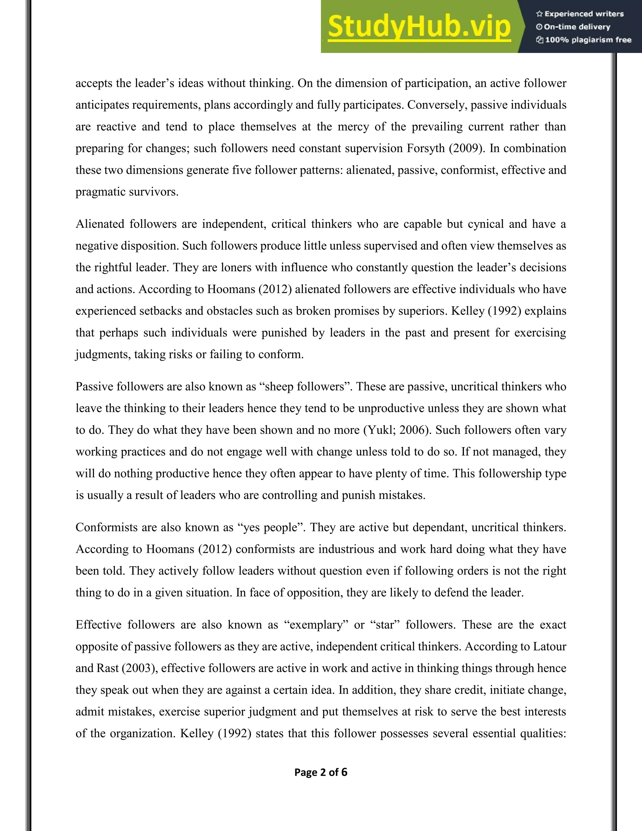 An Analysis Of Kelley S Typology Of Followership By Carol Magadza.Pdf