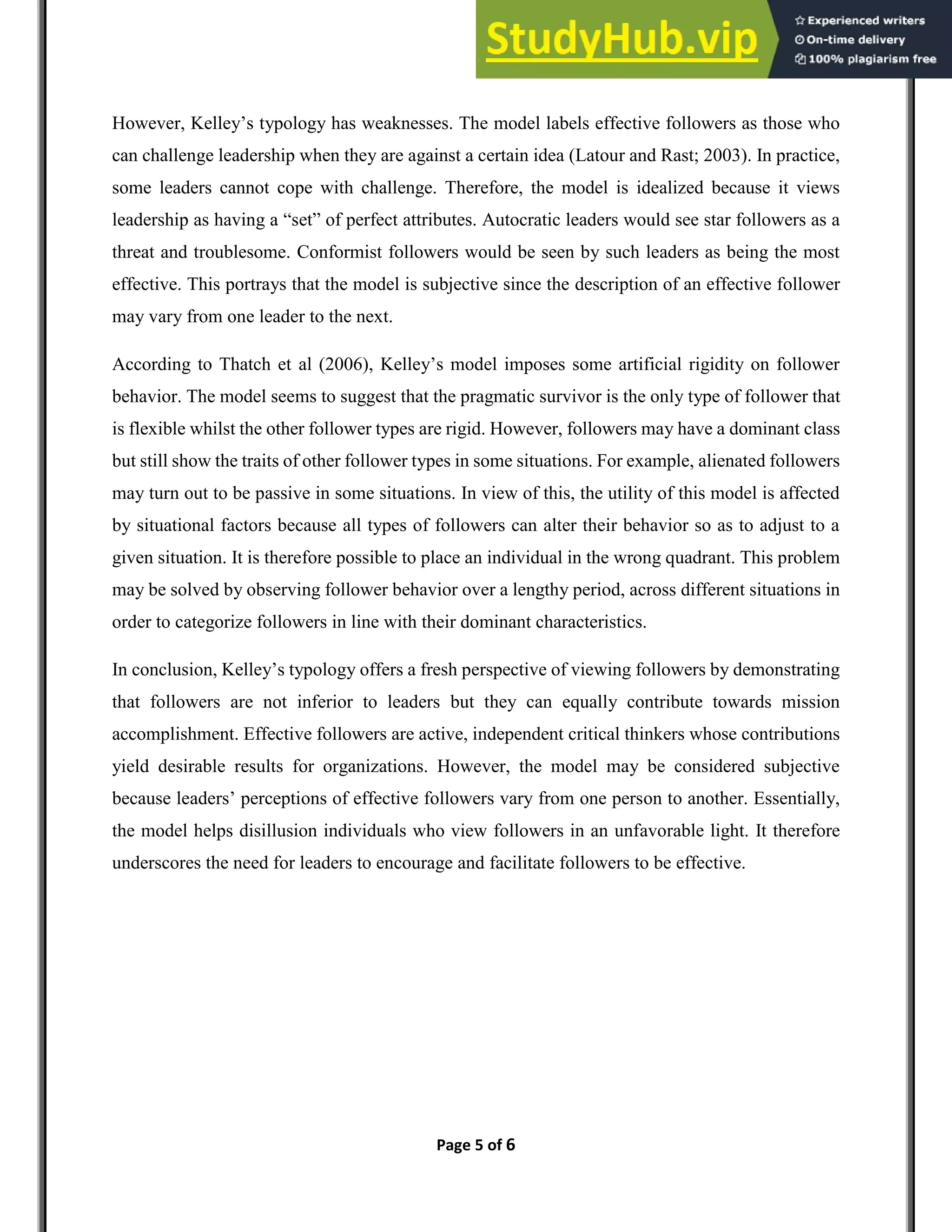 An Analysis Of Kelley S Typology Of Followership By Carol Magadza.Pdf