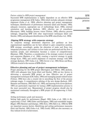 The reason behind success or failure for implemententation of Business Process Reengineering ...