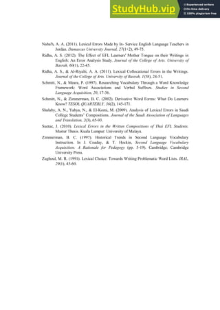 AN ANALYSIS OF LEXICAL ERRORS IN THE ENGLISH COMPOSITIONS OF INDONESIAN ...