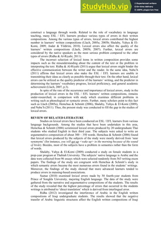 AN ANALYSIS OF LEXICAL ERRORS IN THE ENGLISH COMPOSITIONS OF INDONESIAN ...