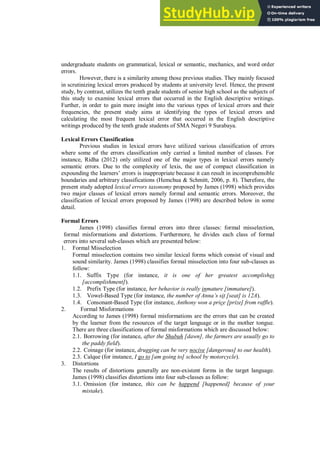AN ANALYSIS OF LEXICAL ERRORS IN THE ENGLISH COMPOSITIONS OF INDONESIAN ...
